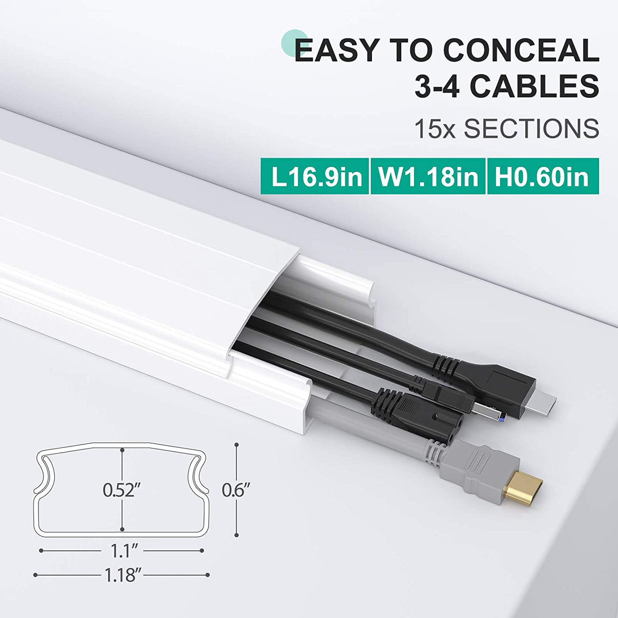 254" Paintable Wall Cable Raceway for TV Computer Cords – DELAMU