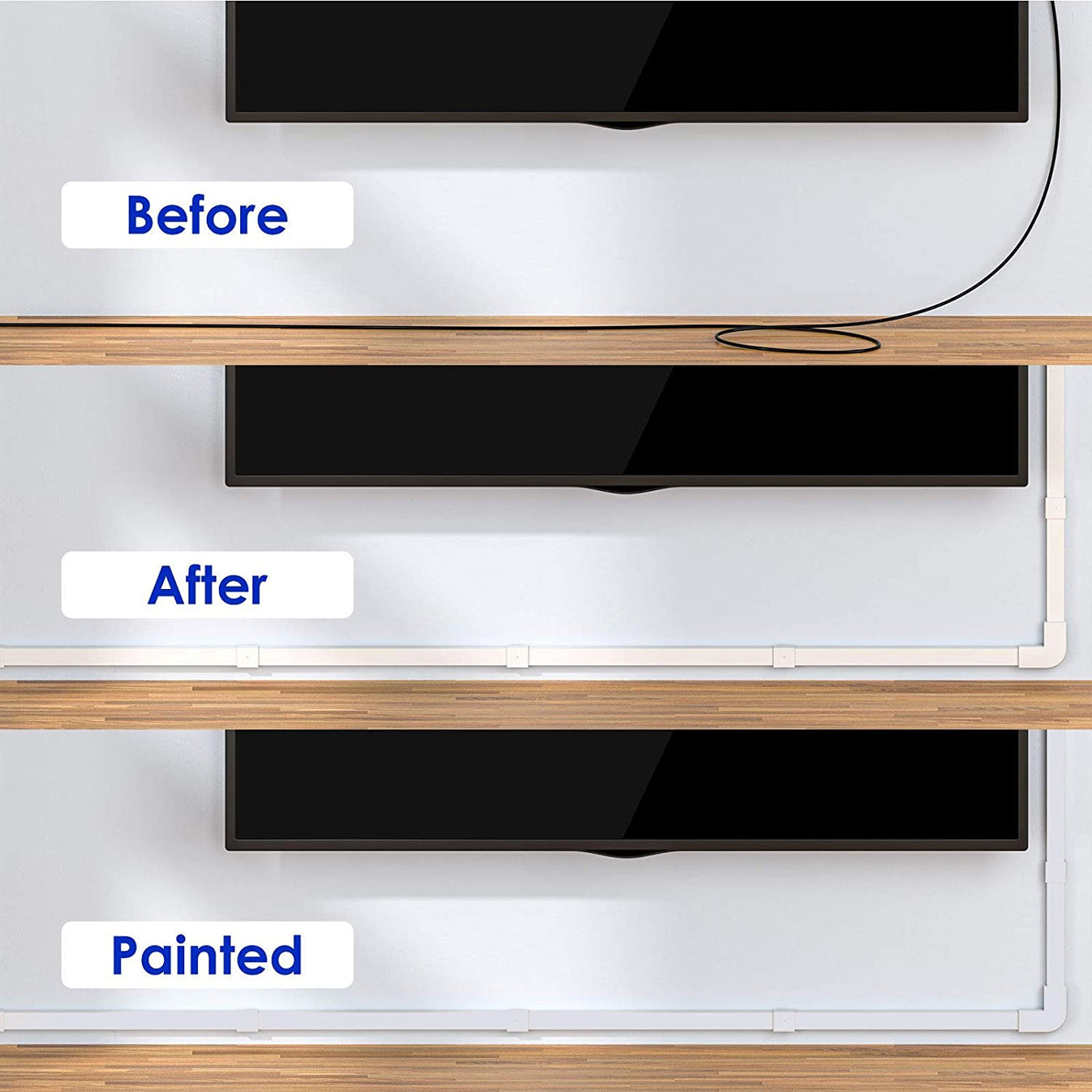 254" Paintable Wall Cable Raceway for TV Computer Cords – DELAMU